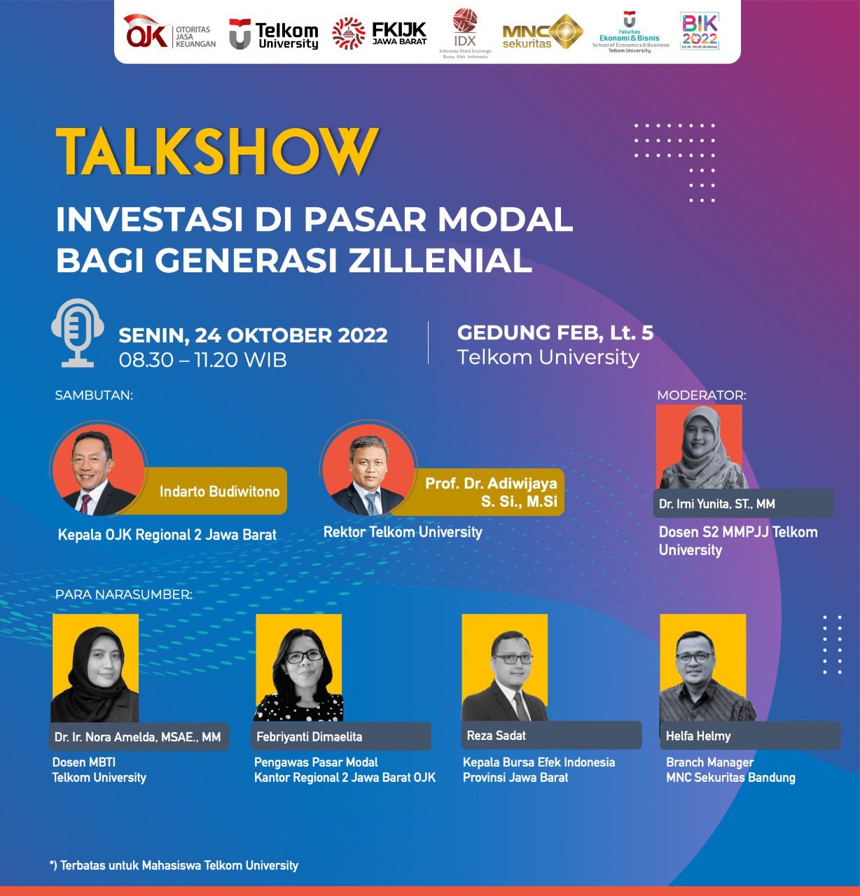 TALKSHOW INVESTASI DI PASAR MODAL BAGI GENERASI ZILLENIAL | Manajemen ...
